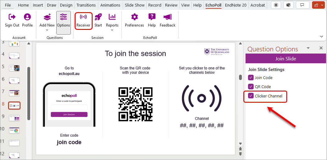 EchoPoll - Add a join slide (Ultra) - eLearning - University of Queensland